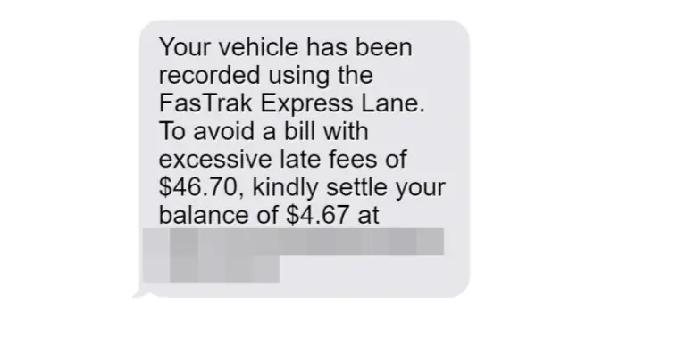 FasTrak Express Lane Fee Scam Texts – Don’t Bother - Ibisik