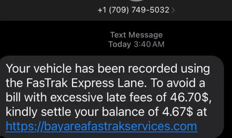 Bayareafastrakservices.com Scam – Phishing Fastrak Express Lane Text ...